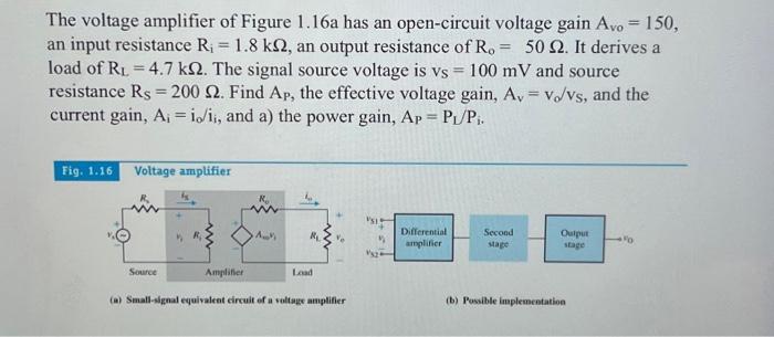 Solved answer asap i will thumbs upThe voltage amplifier of | Chegg.com