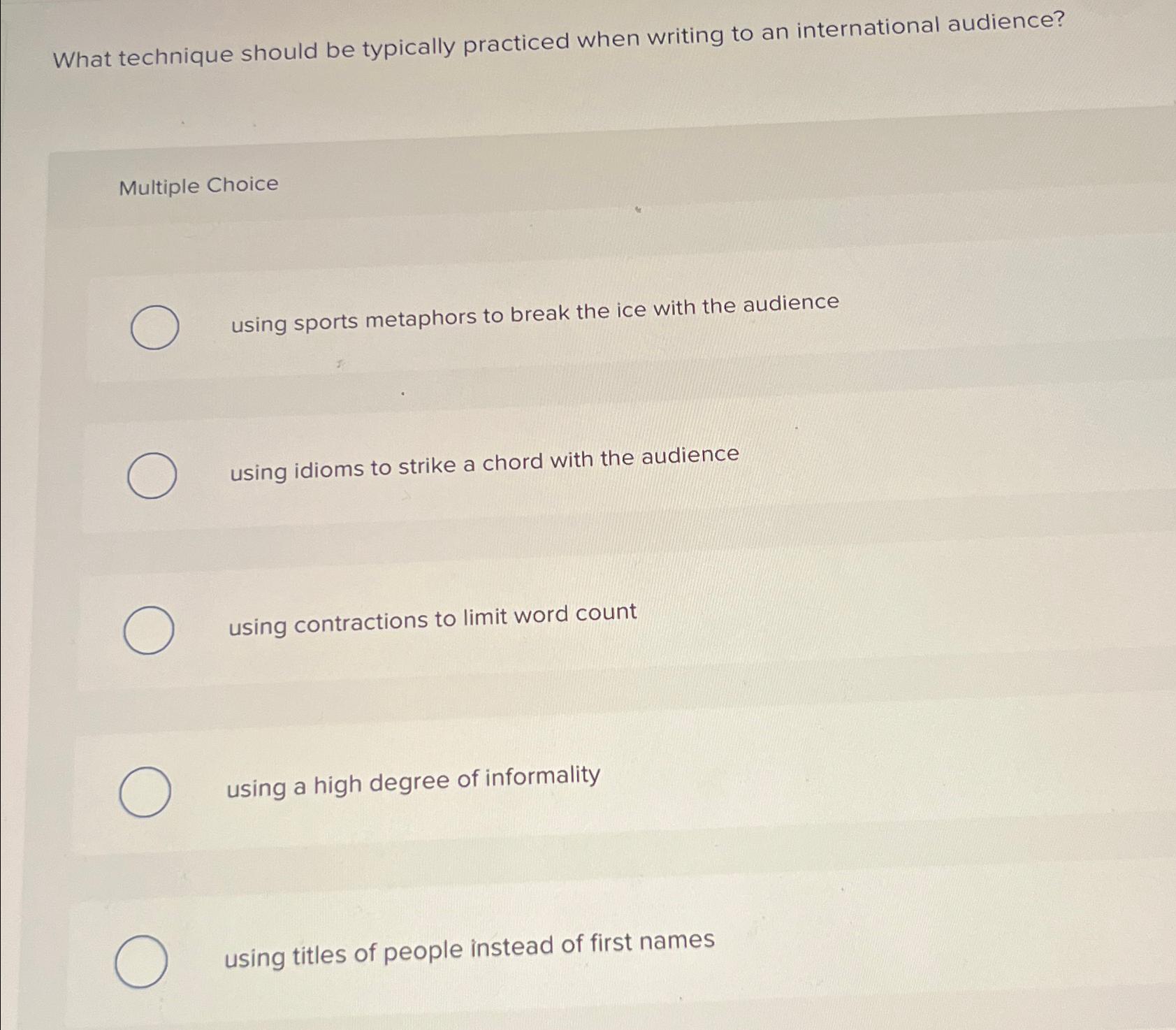 Solved What technique should be typically practiced when | Chegg.com