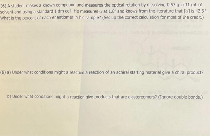 Solved (6) A student makes a known compound and measures the | Chegg.com