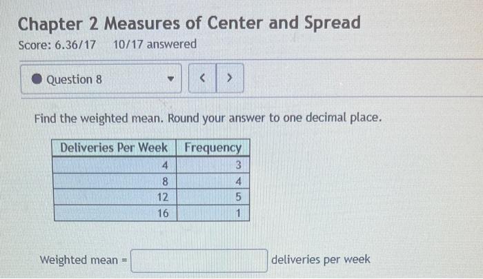 Solved Chapter 2 Measures of Center and Spread Score: | Chegg.com