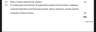 Solved 4.4 ﻿Write a mission statement for a bakery.(4)4.5 | Chegg.com