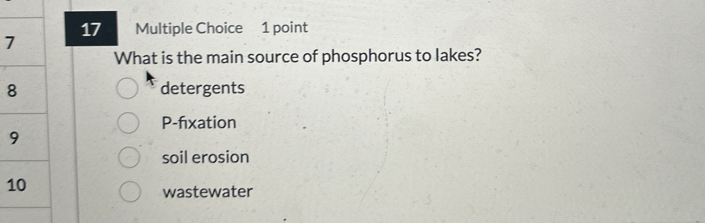 Solved 17Multiple Choice1 ﻿pointWhat is the main source of | Chegg.com