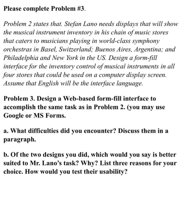 Solved Please complete Problem \#3. Problem 2 states that. | Chegg.com Solved Please complete Problem \#3. Problem 2 states that. | Chegg.com