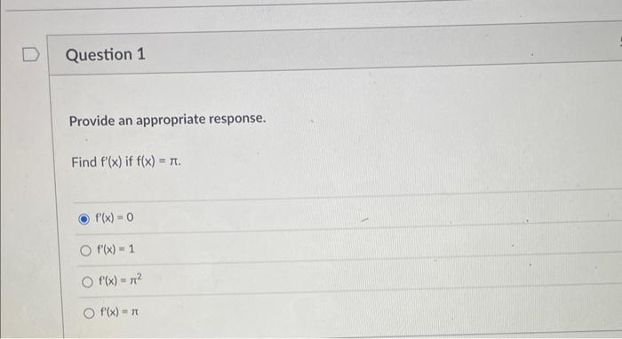 Solved Provide an appropriate response. Find f′(x) if | Chegg.com