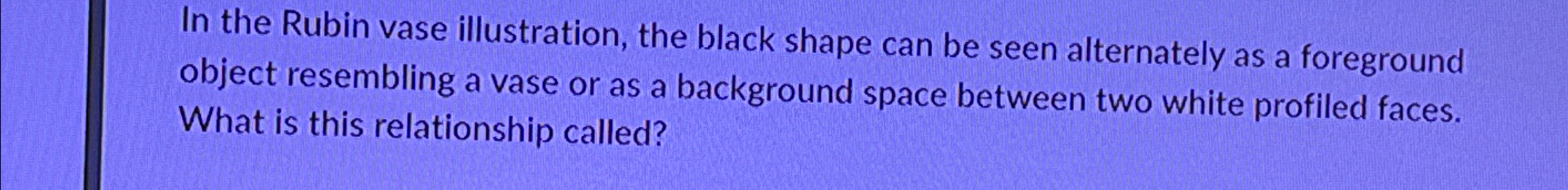 Solved In the Rubin vase illustration, the black shape can | Chegg.com