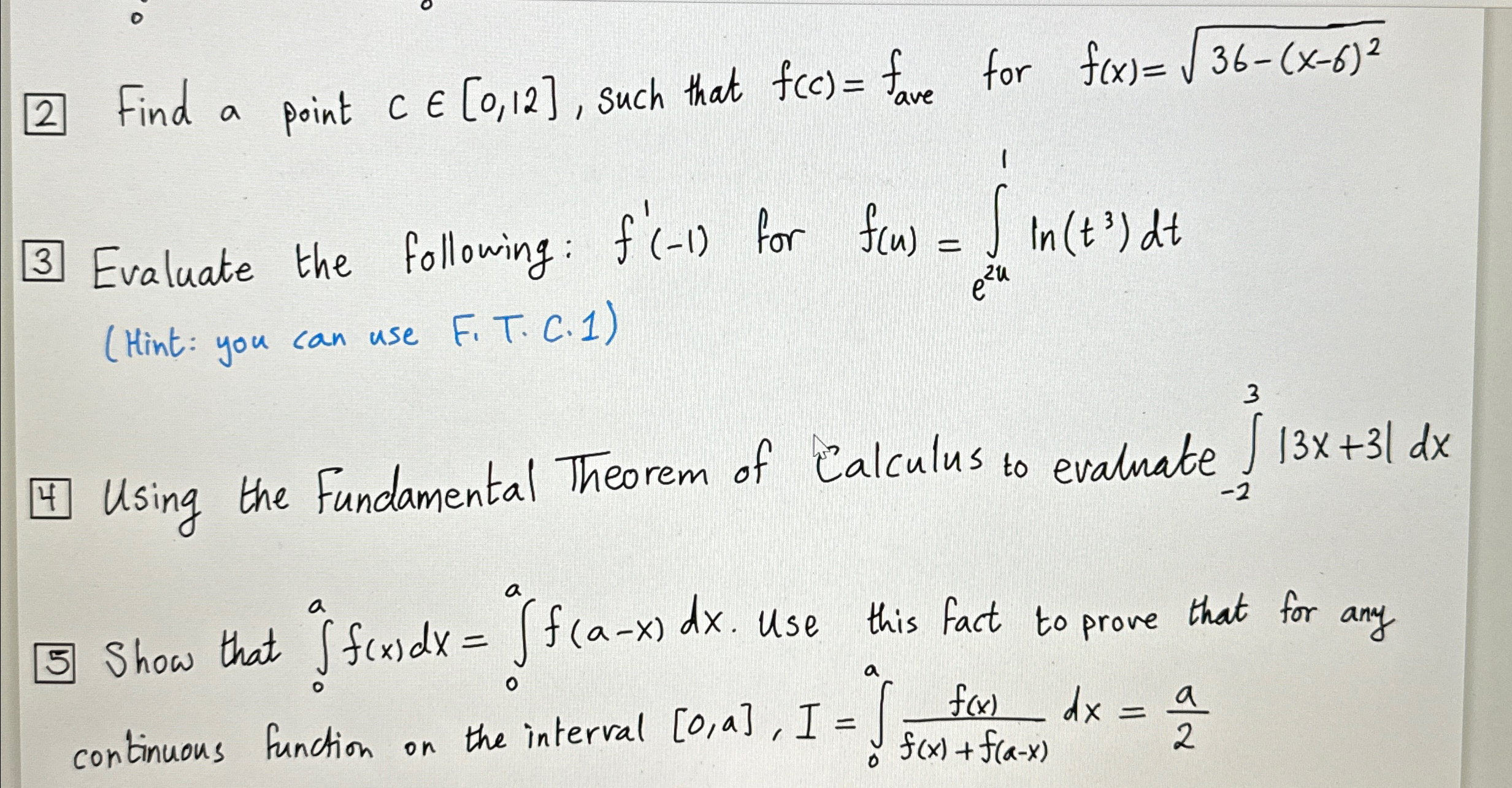 Solved 2.Find a point c E[0,12], ﻿such that f(c)=f ﻿ave for | Chegg.com