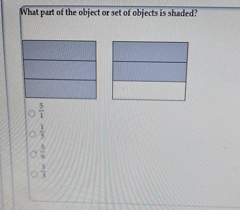 Solved What part of the object or set of objects is shaded? | Chegg.com