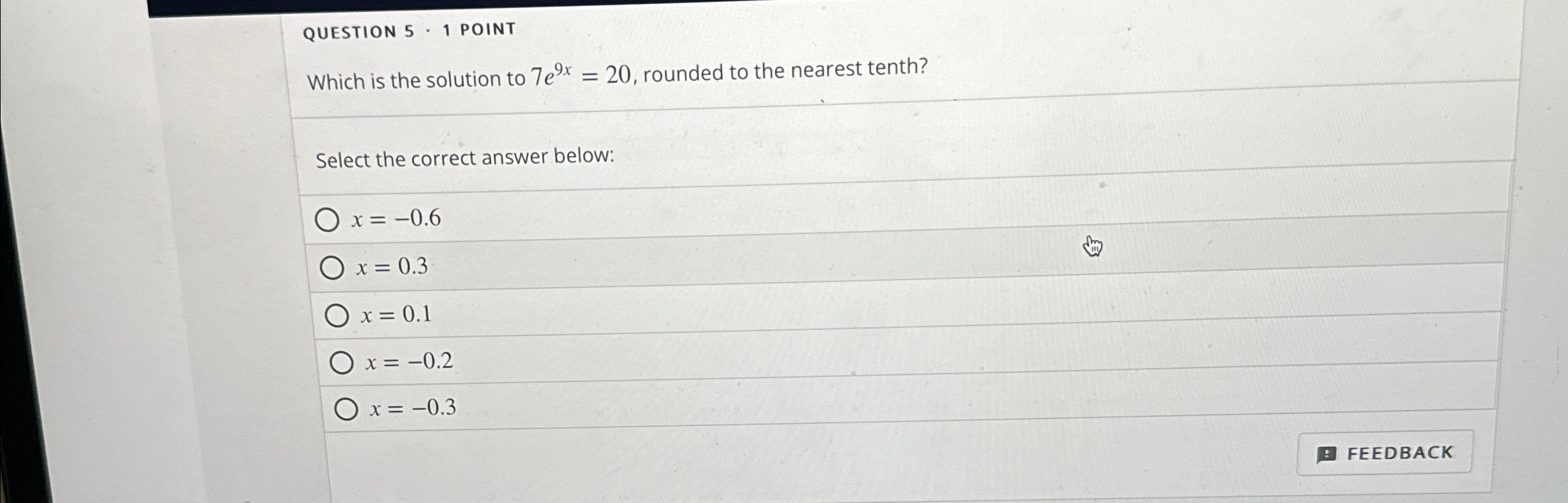 Solved QUESTION 5 - 1 POINTWhich is the solution to | Chegg.com Solved QUESTION 5 - 1 POINTWhich is the solution to | Chegg.com