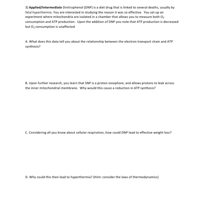 Solved 3) Applied/Intermediate Dinitrophenol (DNP) is a diet | Chegg.com