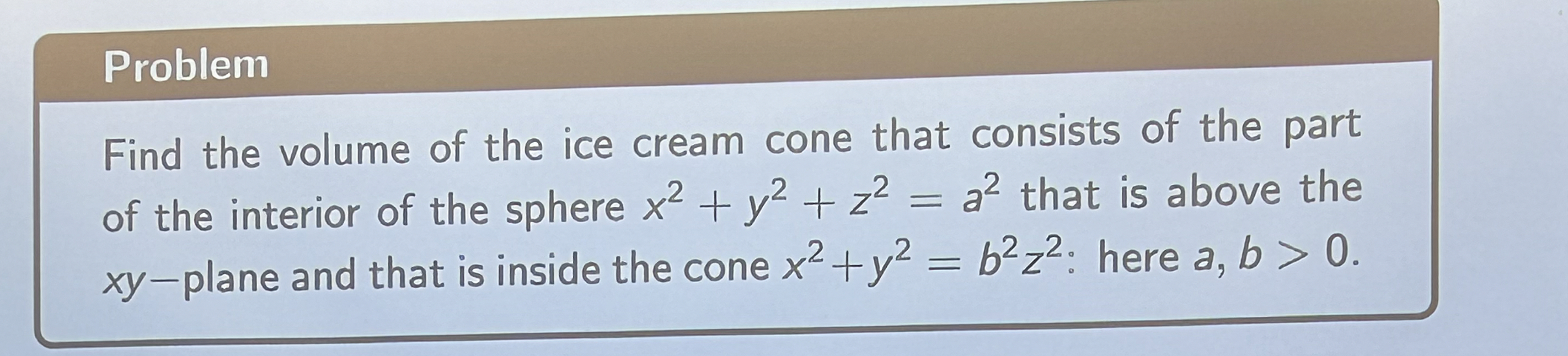Solved ProblemFind the volume of the ice cream cone that | Chegg.com