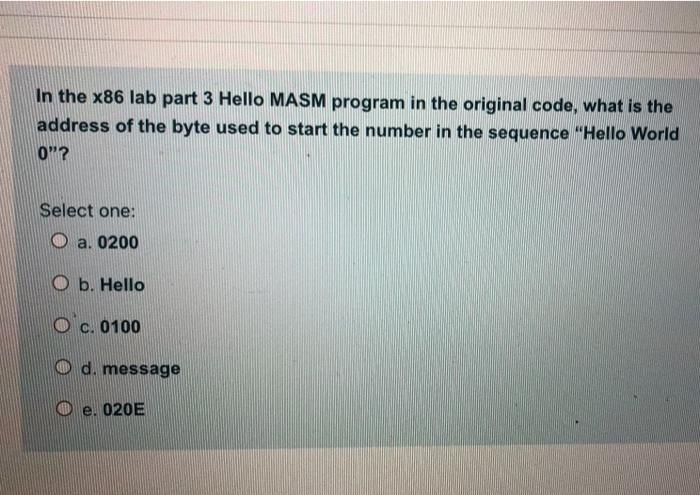 Solved In the x86 lab part 3 Hello MASM program in the | Chegg.com
