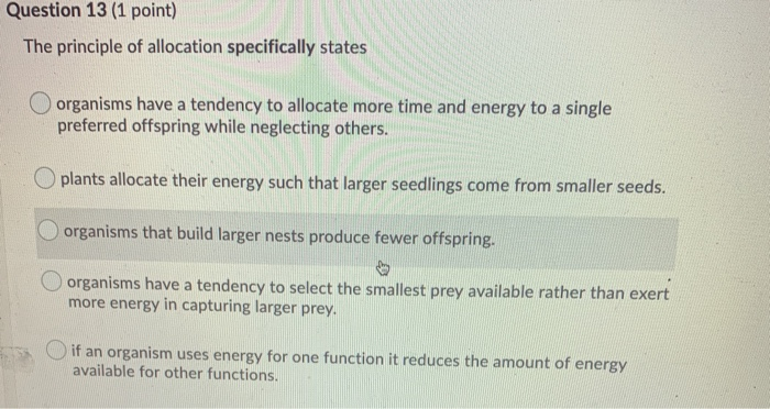 Solved Question 13 (1 point) The principle of allocation | Chegg.com