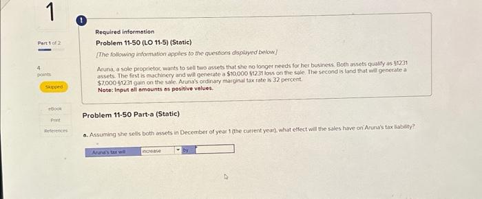 Solved Required information Problem 11-50 (LO 11-5) (Static) | Chegg.com