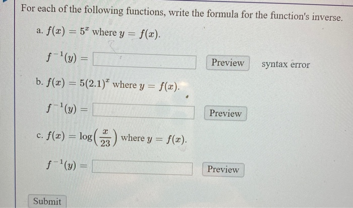 Solved For Each Of The Following Functions Write The 3091