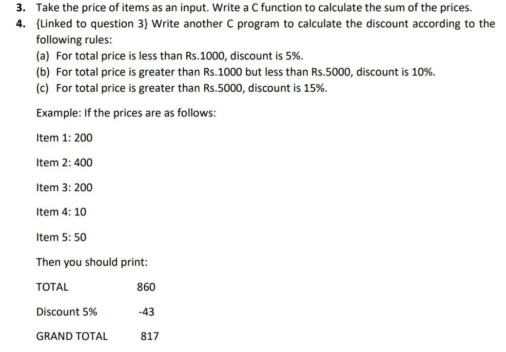 Solved the following program should be done in C programming | Chegg.com
