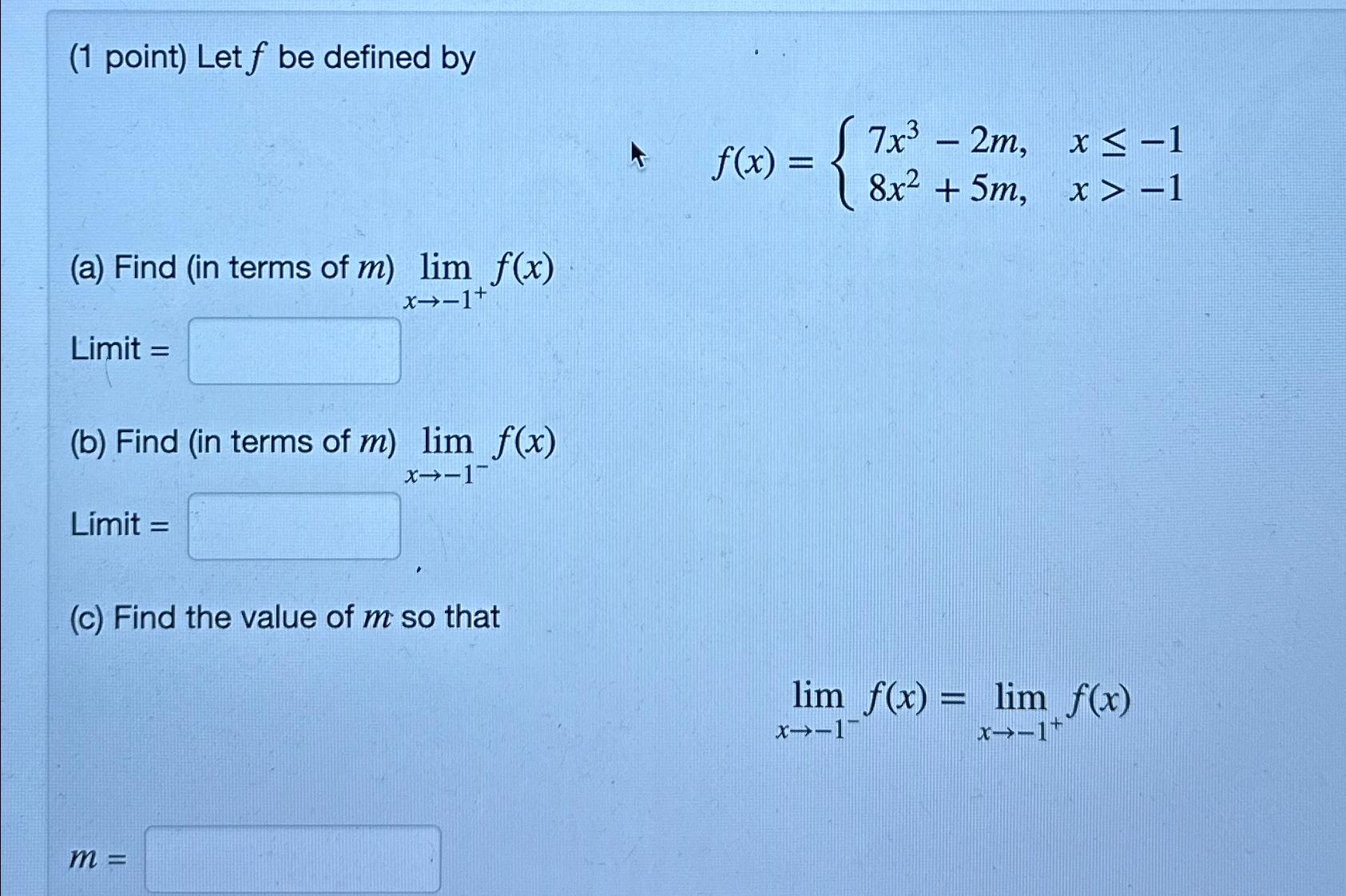 Solved ( 1 ﻿point) ﻿Let f ﻿be defined | Chegg.com