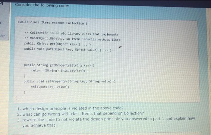Solved Consider the following code: public class Items | Chegg.com
