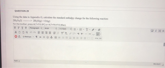 Solved QUESTION 29 Using the data in Appendix G, calculate | Chegg.com