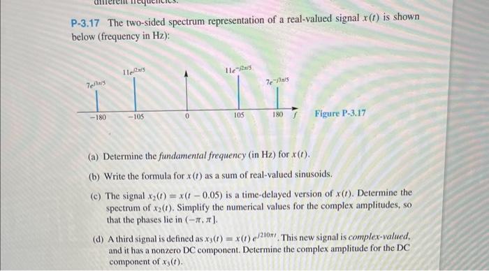 Solved P-3.17 The two-sided spectrum representation of a | Chegg.com