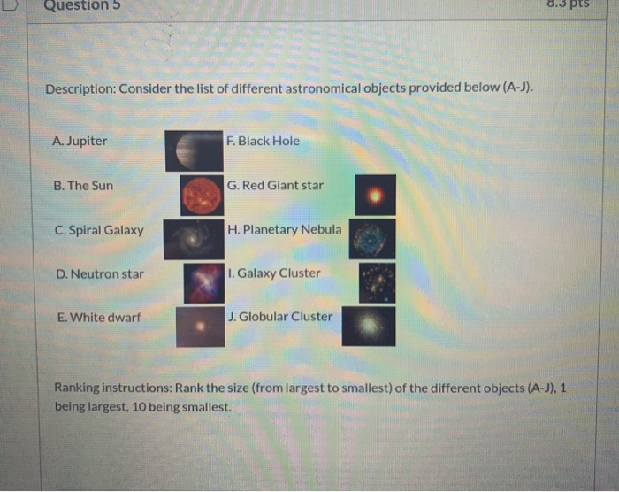 Solved Question 5 Description: Consider the list of | Chegg.com