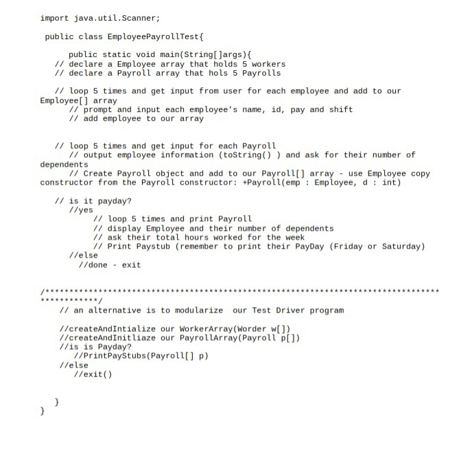 Solved Create a new Class Payroll that contains our Class | Chegg.com