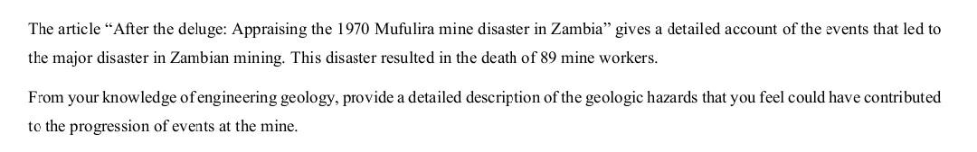 Solved The article "After the deluge: Appraising the 1970 | Chegg.com