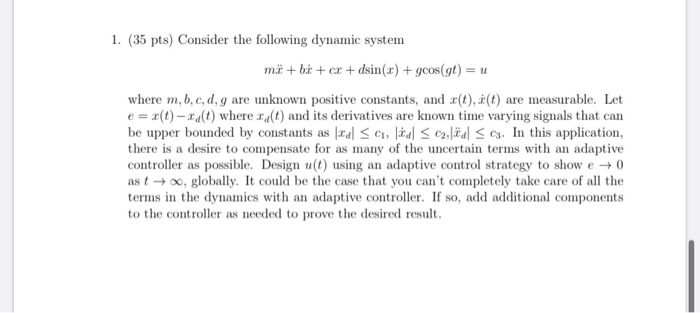Nonlinear control system design. Designing system by | Chegg.com
