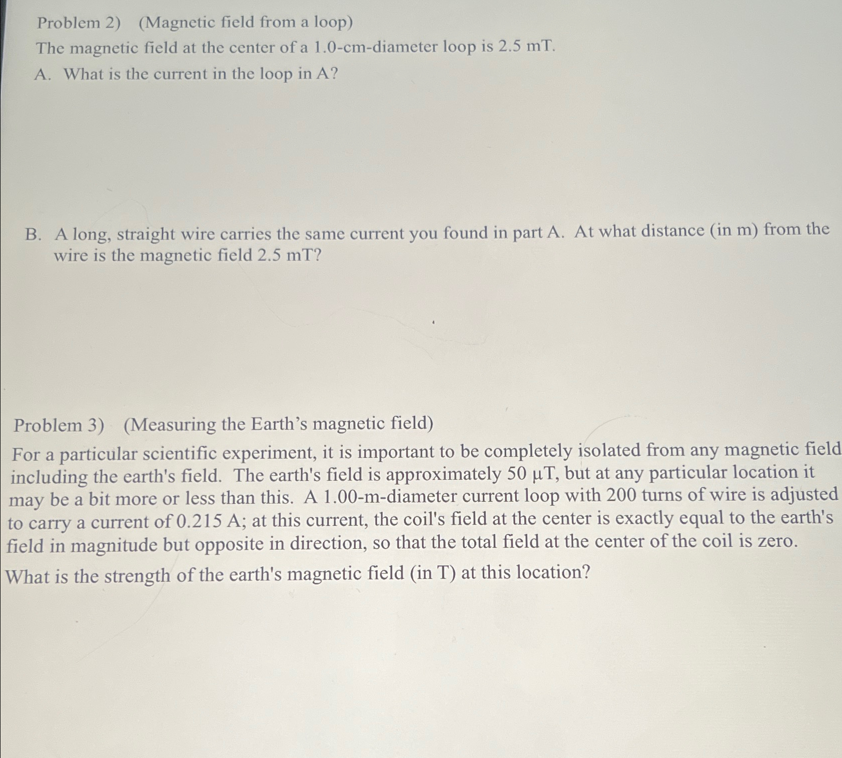Solved Problem 2) (Magnetic field from a loop)The magnetic | Chegg.com