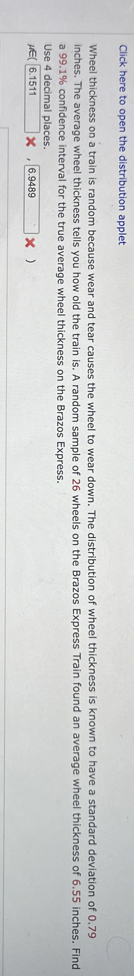 Solved Click here to open the distribution appletWheel | Chegg.com