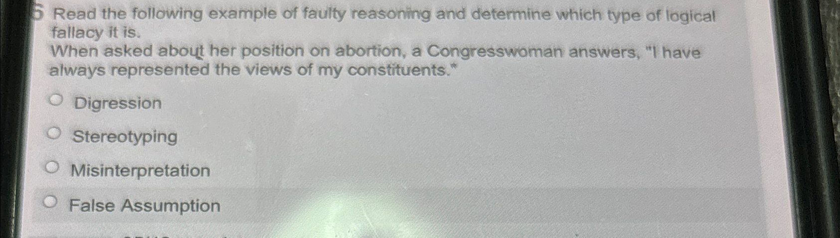 Solved 5 ﻿Read the following example of faulty reasoning and | Chegg.com