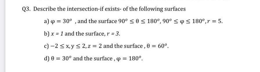 Solved Q3. Describe the intersection-if exists- of the | Chegg.com