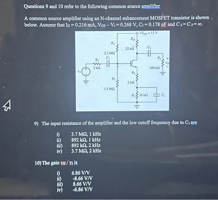 Solved Questions 9 and 10 refer to the following common | Chegg.com
