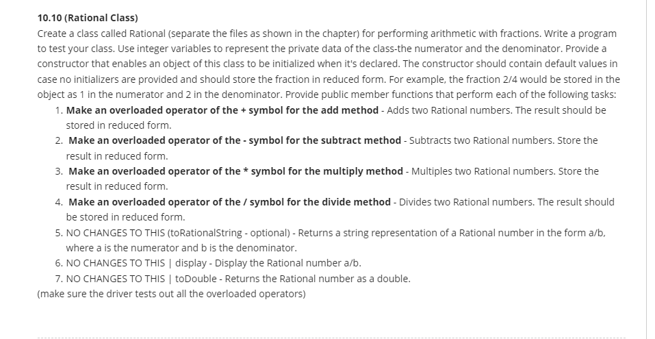 Solved C1010 Rational Classcreate A Class Called 1476
