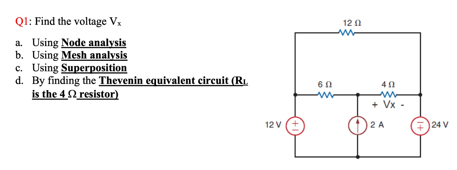 Solved Q1: Find the voltage Vxa. ﻿Using Node analysisb. | Chegg.com