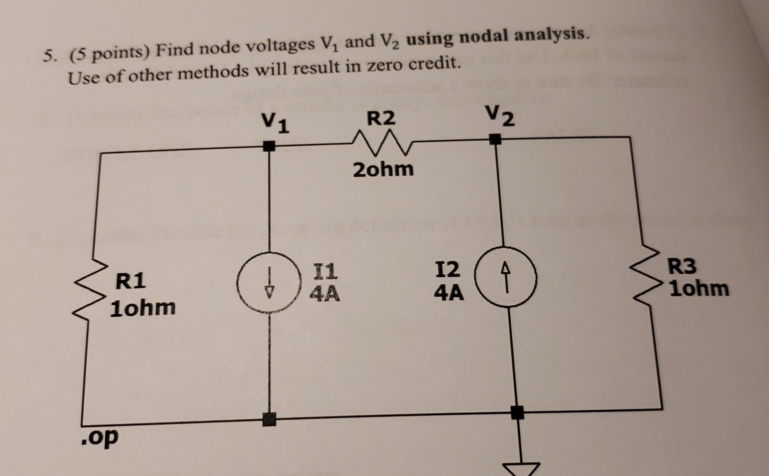 Solved (5 ﻿points) ﻿Find node voltages V1 ﻿and V2 ﻿using | Chegg.com