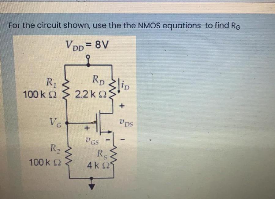Solved For the circuit shown, use the the NMOS equations to | Chegg.com