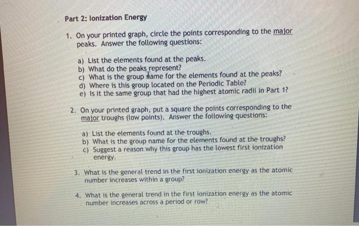 Solved Trends in the Periodic Table: A Graphical Analysis | Chegg.com