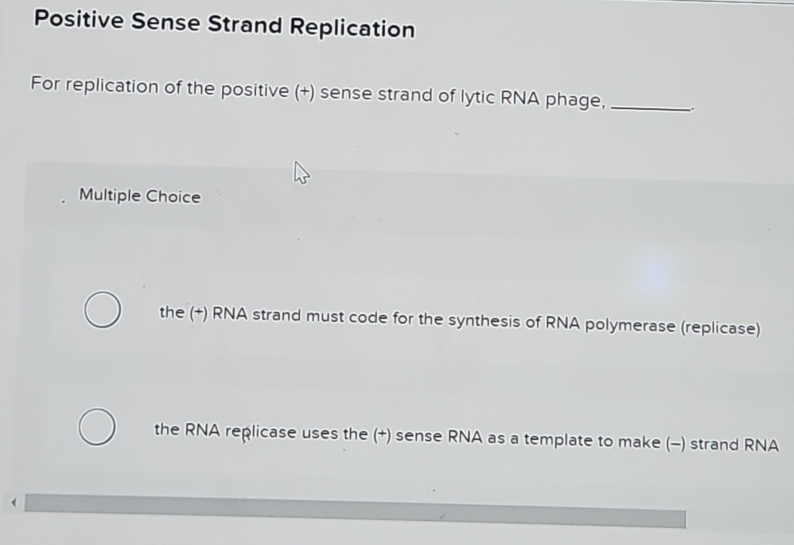 Solved Positive Sense Strand ReplicationFor replication of | Chegg.com