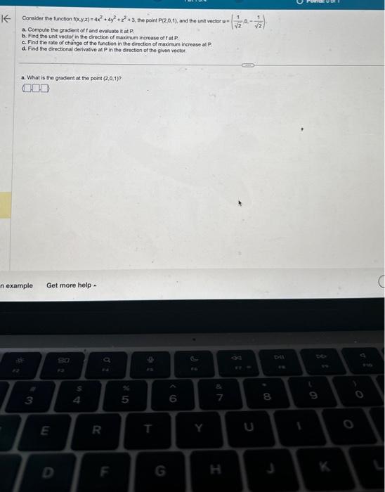 Solved Consider the function f(x,y,z)=4x2+4y2+z2+3, the | Chegg.com