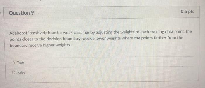 Solved Question 9 0.5 pts Adaboost iteratively boost a weak | Chegg.com