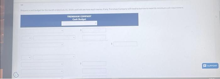 Solved (a) a) TheNSHAW COMPANY Cach Budest | Chegg.com