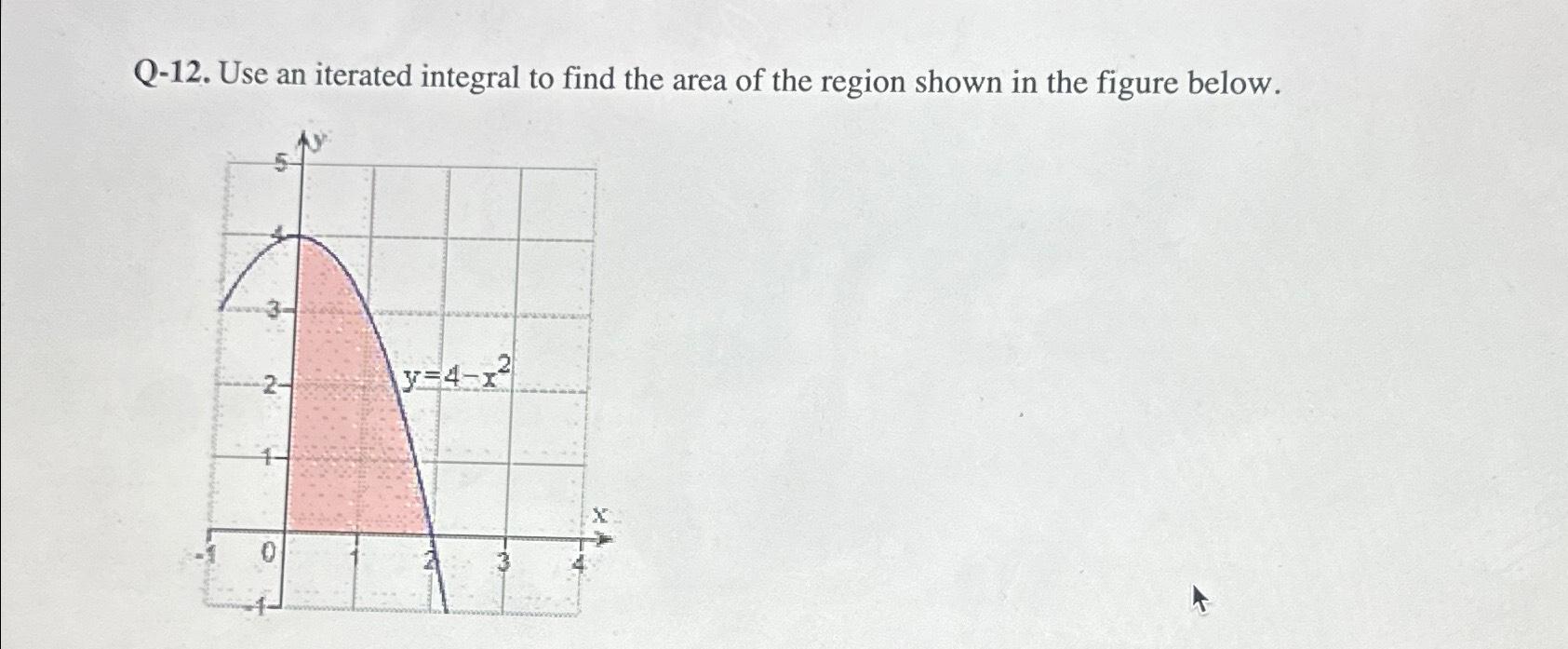 Solved Q-12. ﻿Use an iterated integral to find the area of | Chegg.com