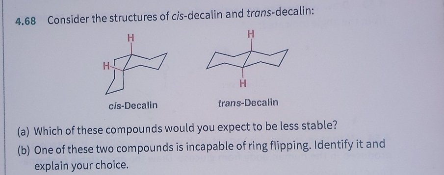 Solved 4 68 consider The Structures Of Cis Decalin And