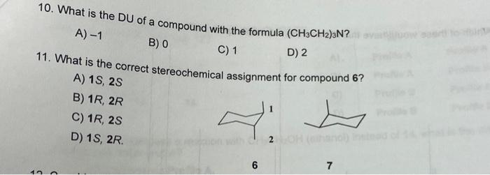 Solved 10. What is the DU of a compound with the formula | Chegg.com
