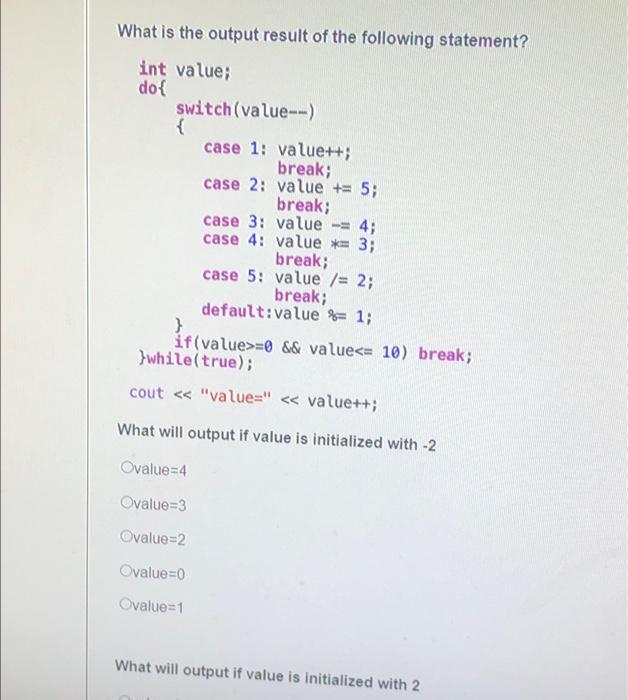 Solved What is the output result of the following statement? | Chegg.com