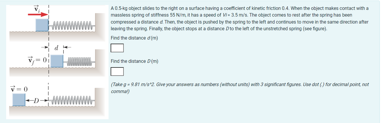 Solved A 0.5-kg ﻿object slides to the right on a surface | Chegg.com
