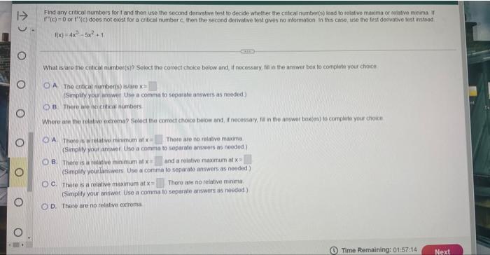 Solved Find any critical numbers for t and then use the | Chegg.com