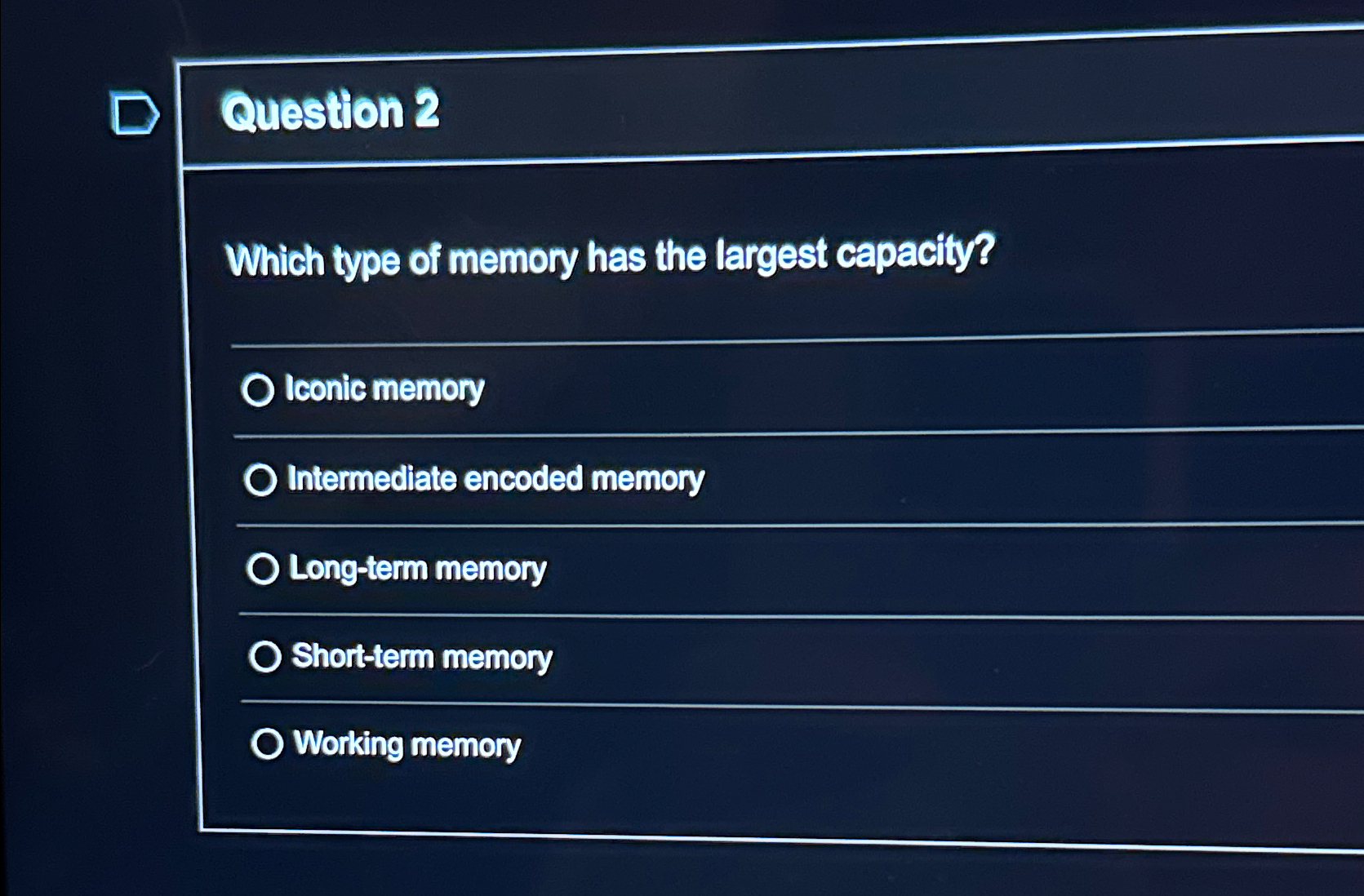 Solved Question 2Which type of memory has the largest | Chegg.com