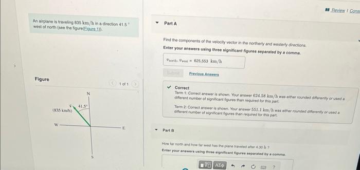 Solved How far north and how far west has the plane traveled | Chegg.com