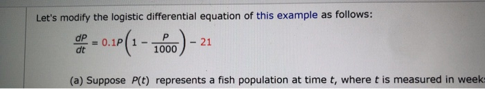 Solved Let's modify the logistic differential equation of | Chegg.com